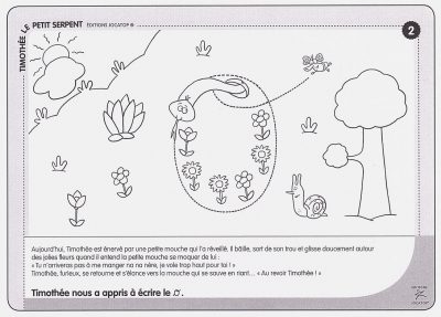2 avril - GS - Timothée et l'écriture cursive - le cercle et le o ...